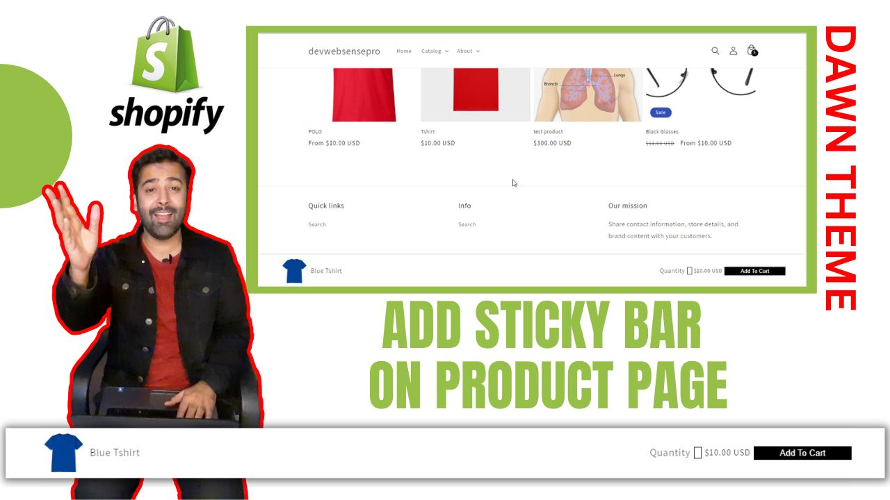 How To Add Sticky Bar On Product Page Dawn Theme Shopify